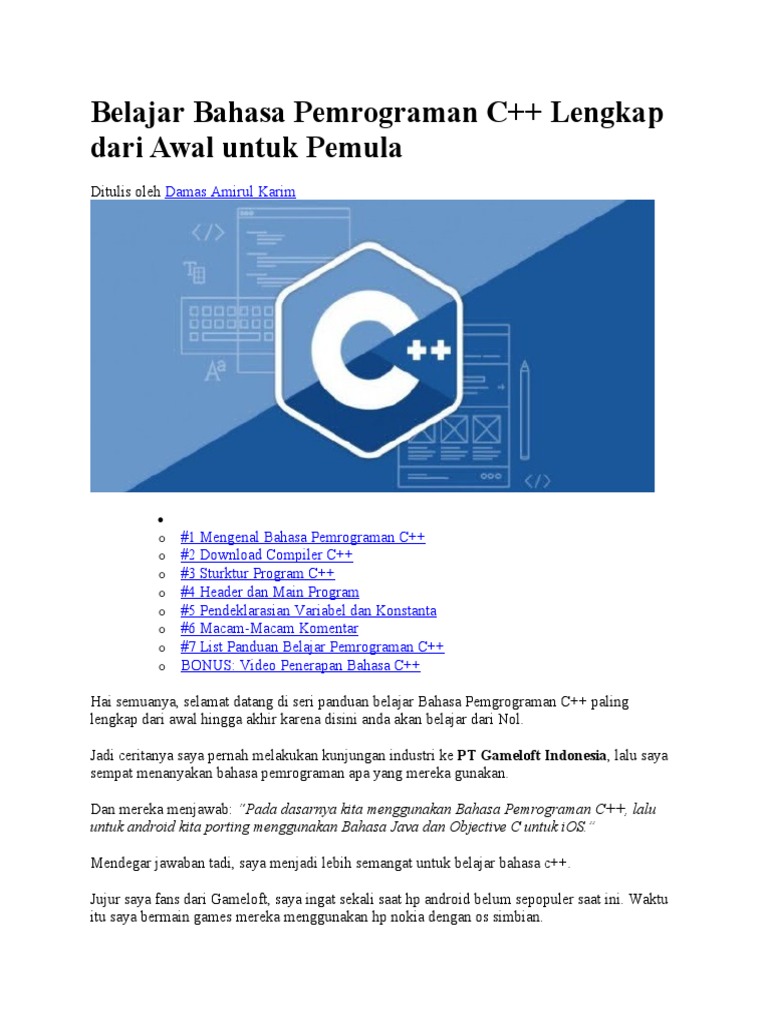 Belajar Bahasa Pemrograman C | PDF | Komputer