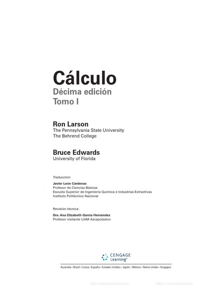 Calculo Tomo I 10 Ed Larson Edwards Formulas y Teoremas Ver | PDF ...