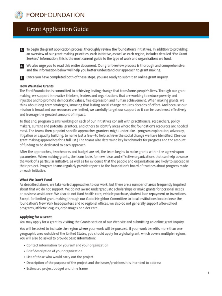 Grant Application Guide | PDF | Grant (Money) | Charitable Organization