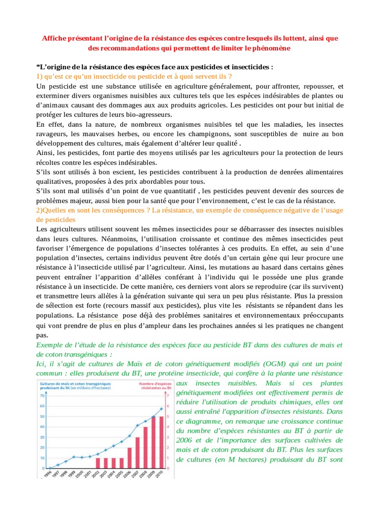 Affiche Agriculteurs Es-Svt | PDF | Pesticide | Organisme génétiquement modifié