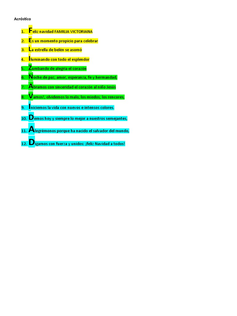 Acróstico de Feliz Navidad | PDF