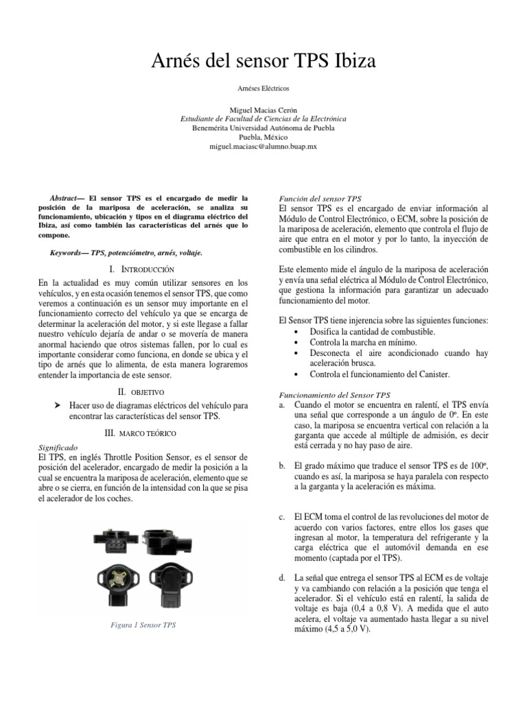 Diagrama y Función del Sensor TPS | PDF | Electrónica | Sensor