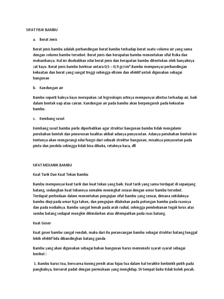 Sifat Fisik Bambu | PDF