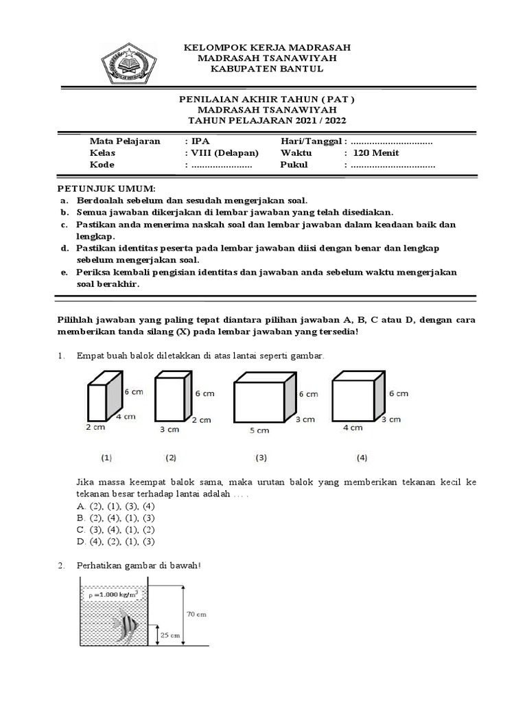 Soal Pat Kelas 8 2021-2022 | PDF