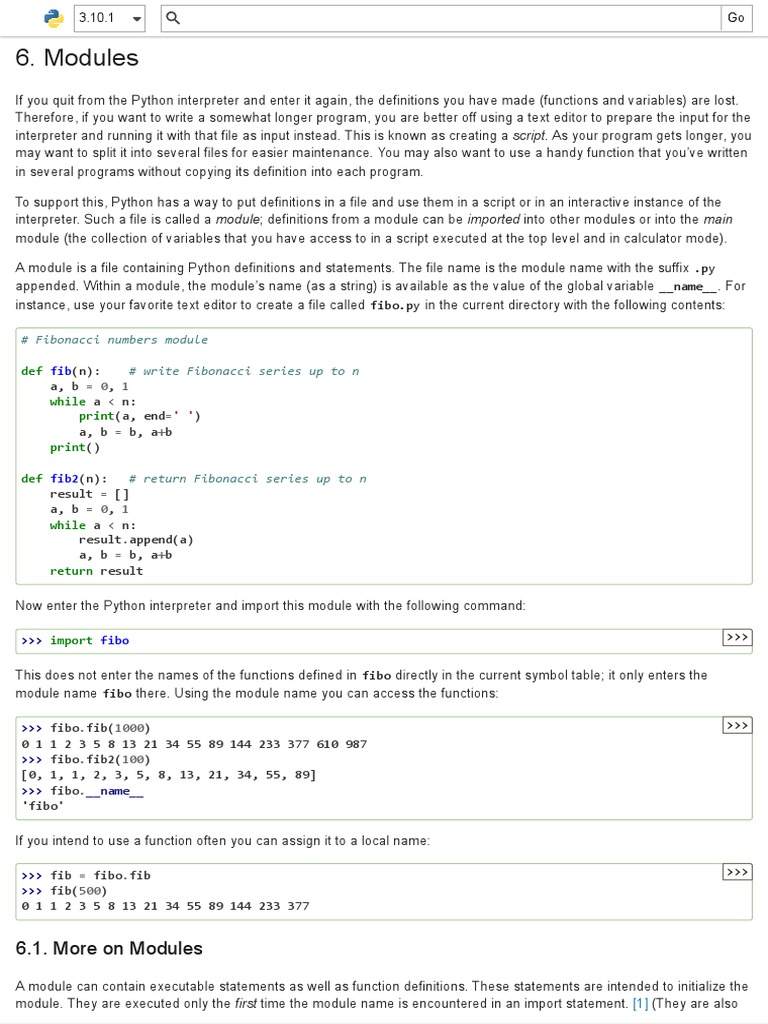 Modules Python 3 10 1 Documentation Pdf Python Programming Language Library Computing