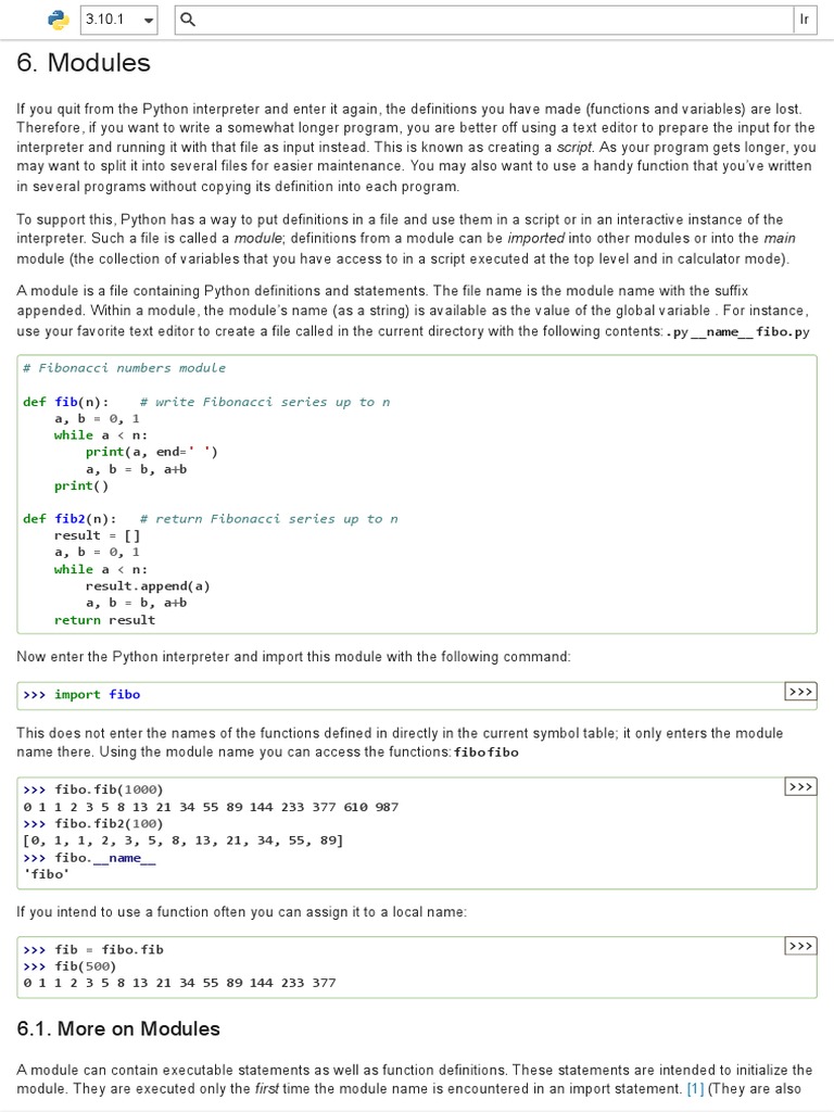 Módulos - Documentação Python 3.10.1 | PDF | Python (Programming ...
