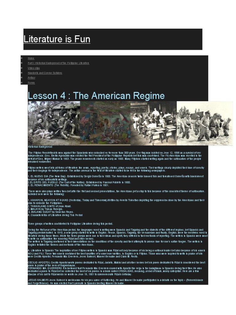 Literature Is Fun: Lesson 4: The American Regime | Download Free PDF ...