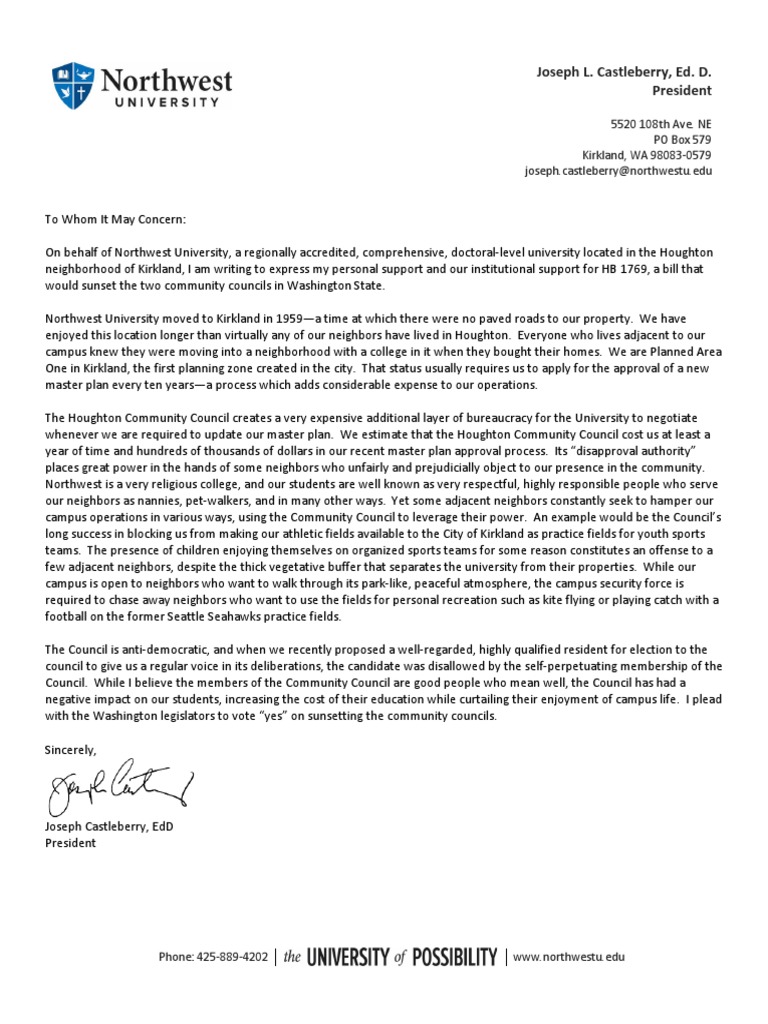 Northwest University Letter On Community Councils | PDF | Government