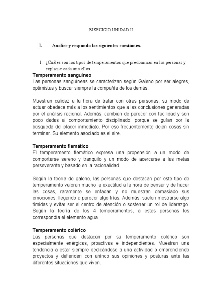Ejercicio Modulo II | PDF | Temperamento | Las emociones