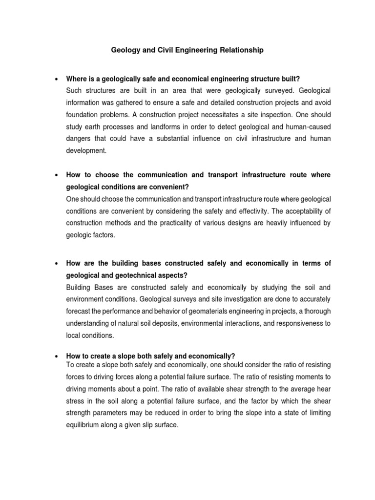 Geology and Civil Engineering Relationship | PDF | Earth Sciences ...