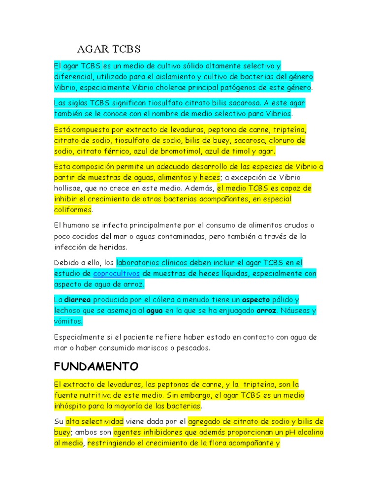 Agar TCBS | PDF | Química | Microbiología