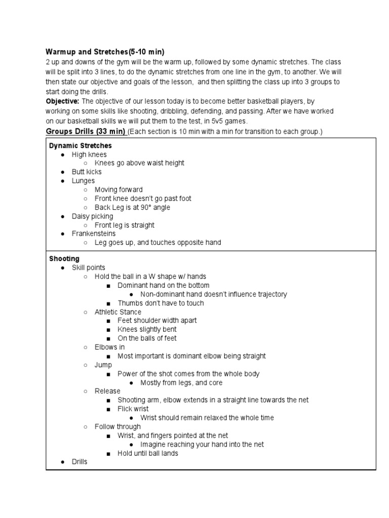 Gym Lesson Plan | PDF | Teams | Sports