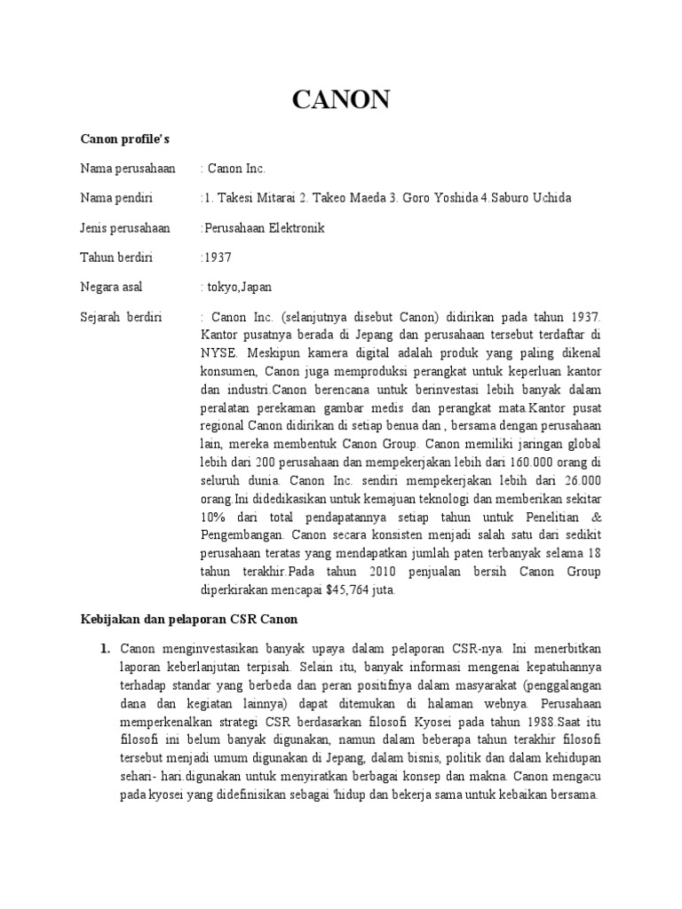 Canon | PDF | Bisnis