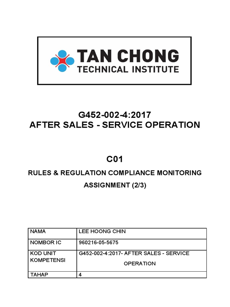 G452-002-4:2017 After Sales - Service Operation C01: Rules & Regulation ...