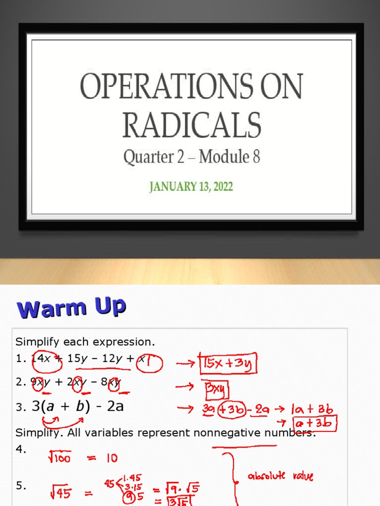 Addition and Subtraction of Radicals | PDF