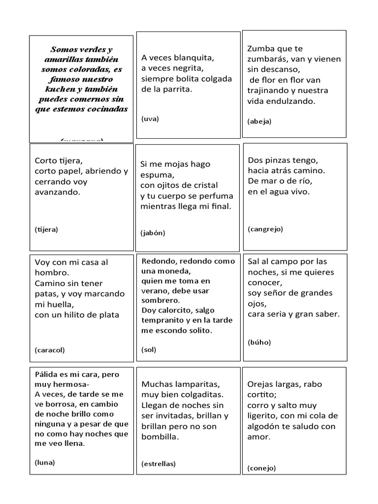 Adivinanzas para Inferencias Infantiles | PDF