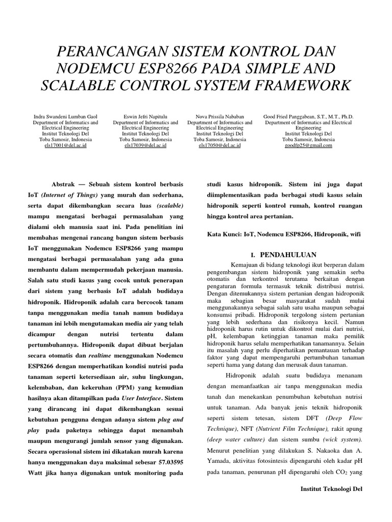 Perancangan Sistem Kontrol Dan Nodemcu Esp8266 Pada Simple and Scalable ...