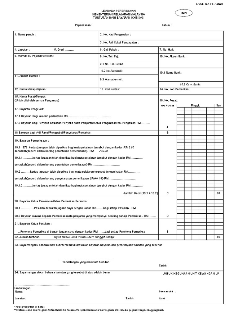 Borang Ikh Excel Pdf