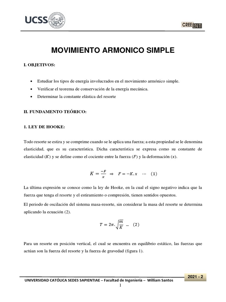 Movimiento Armonico Simple | PDF | Fuerza | Oscilación