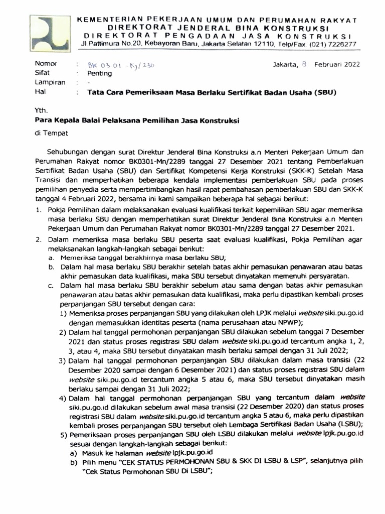 Tata Cara Pemeriksaan Masa Berlaku SBU | PDF