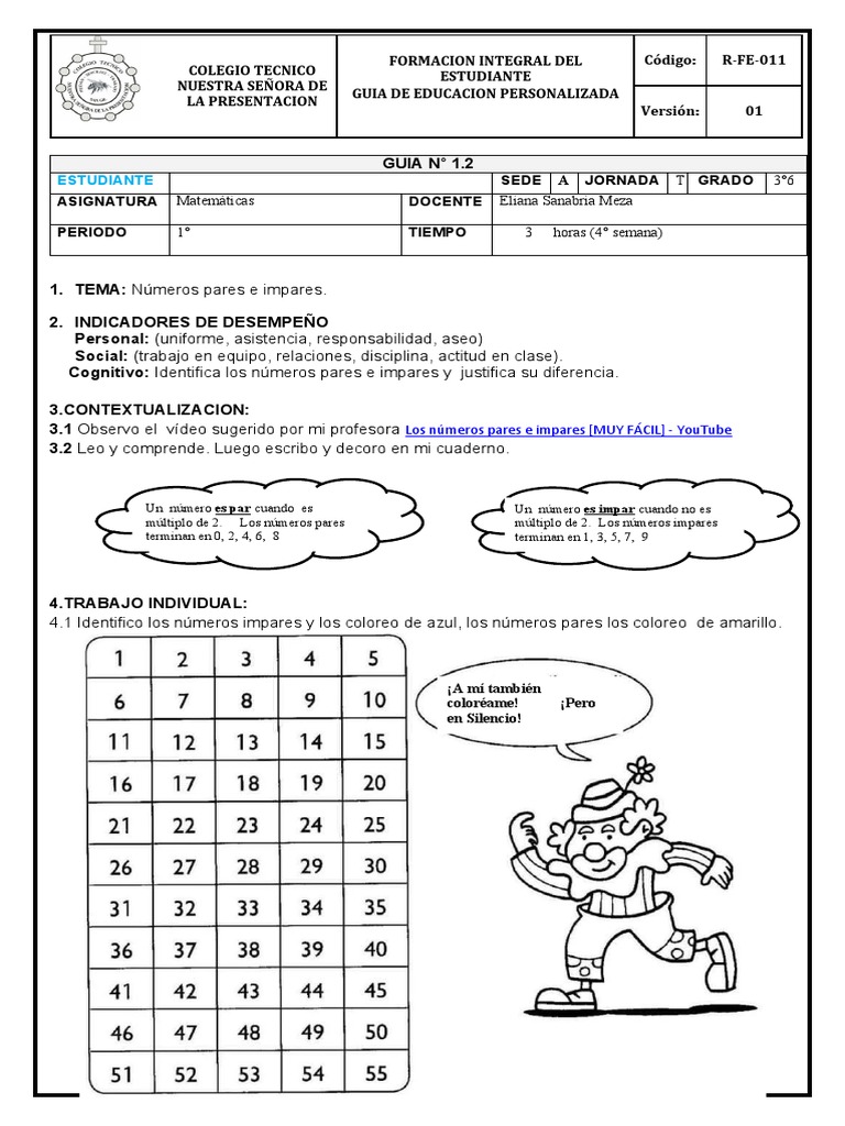 Actividades Números Pares e Impares 2° | PDF