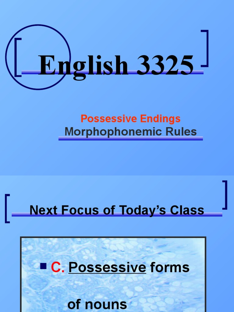 8e Eng 3325 Possessive Endings Morphophonemic Rules | PDF | Syntax | Linguistics