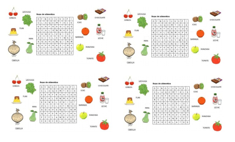 Sopa de Letras de Alimentos | PDF