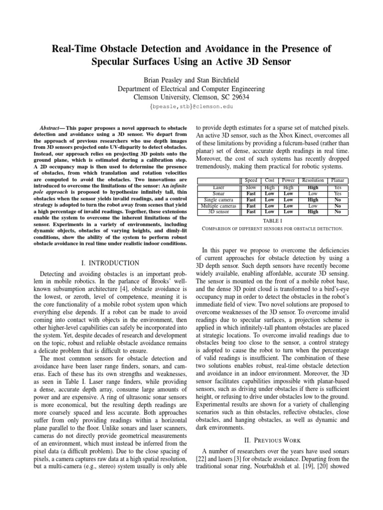 Real-Time Obstacle Detection | PDF | Robot | Robotics