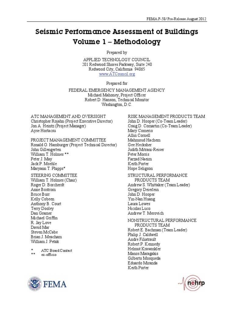 FEMA P-58 Volume1 Pre-Release August2012 | PDF | Earthquake Engineering ...