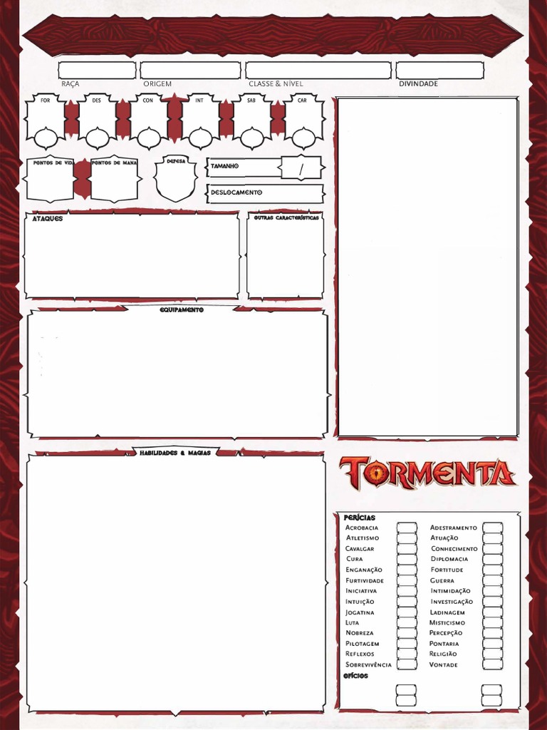 T20 - Ficha Estilizada Editável - PDF Versão 1 | PDF