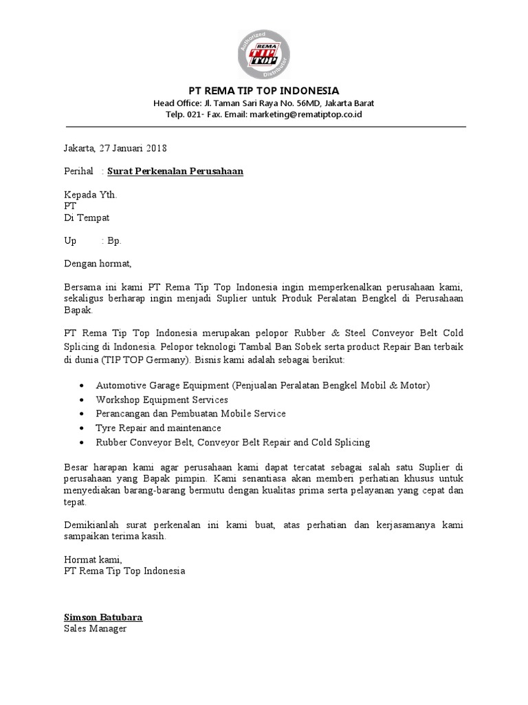 Contoh Surat Perkenalan | PDF