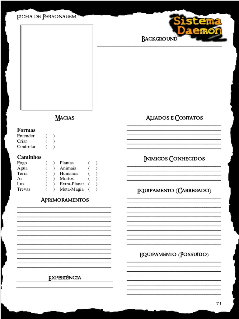 Ficha de Personagem: Detalhes de Aventura e Habilidades Mágicas | PDF