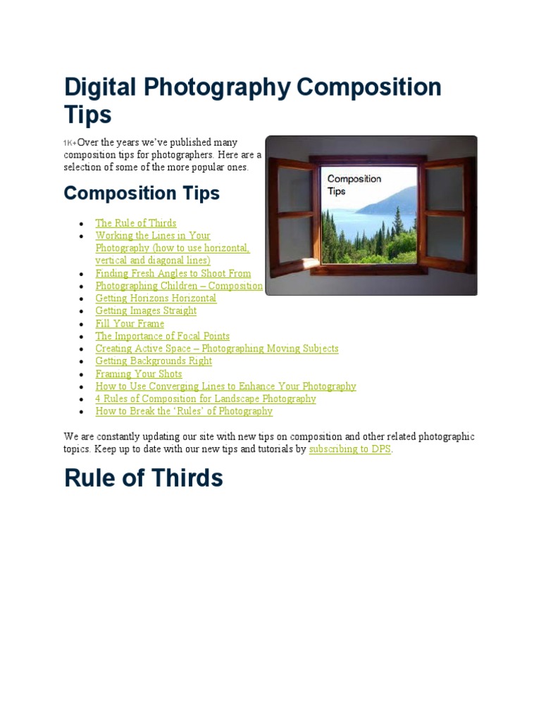 Digital Photography Composition Tips | PDF | Composition (Visual Arts ...