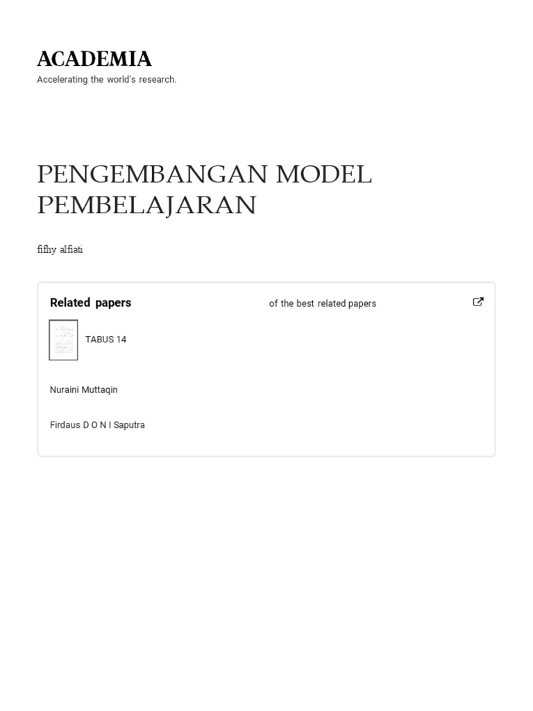 Pengembangan Model Pembelajaran: Analisis Model 4D dan ADDIE dalam Pengembangan Sistem ...