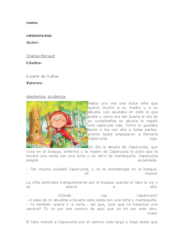 Caperucita Roja: Cuento y Actividades | PDF | Caperucita Roja