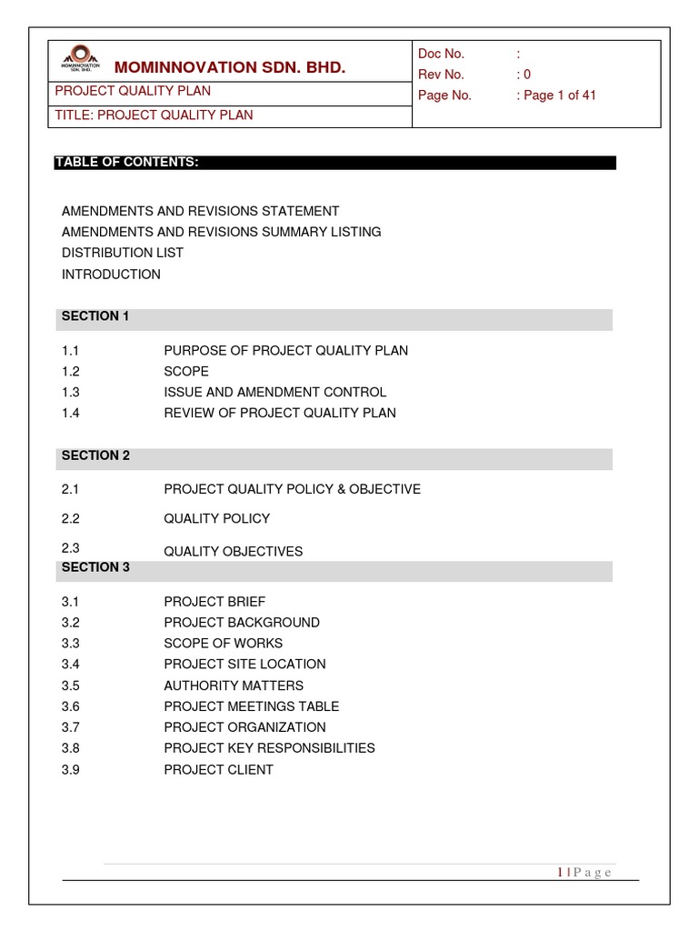 Mominnovation Sdn. BHD.: Table of Contents | PDF | Iso 9000 | Addendum