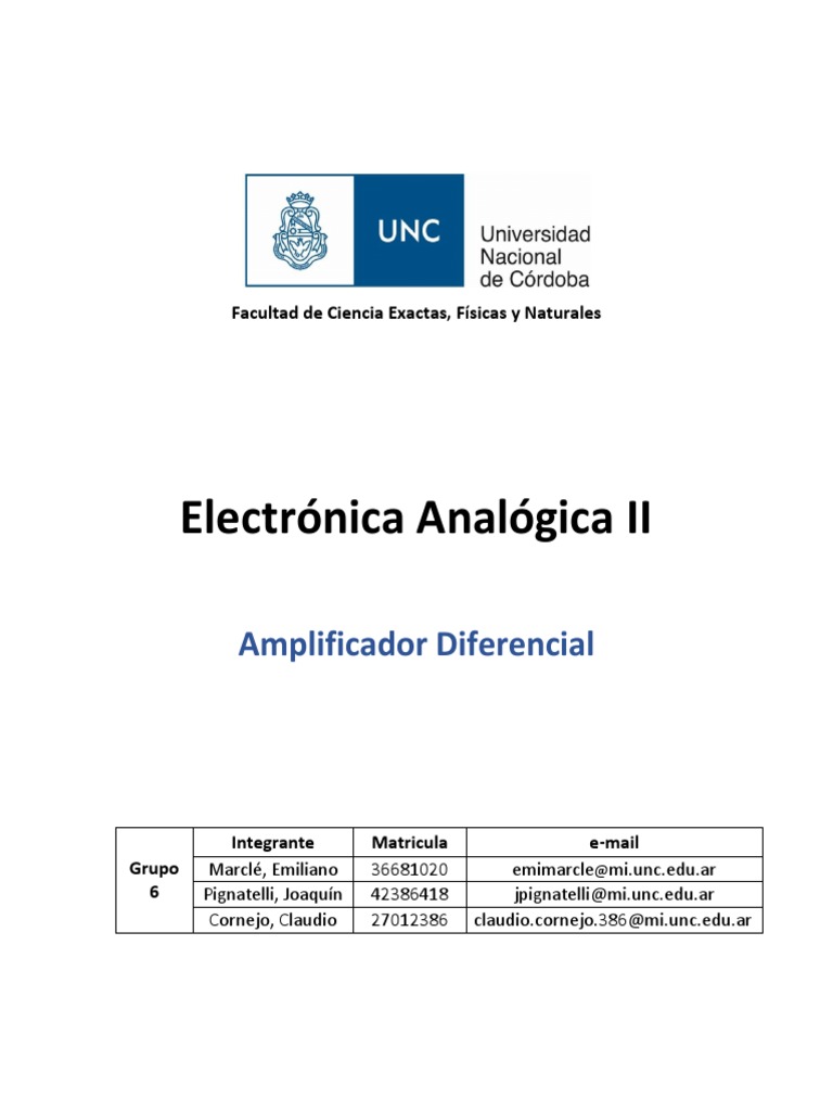 EAII TP4 AmpDiferencial Grupo6 | PDF | Transistor de unión bipolar | Amplificador