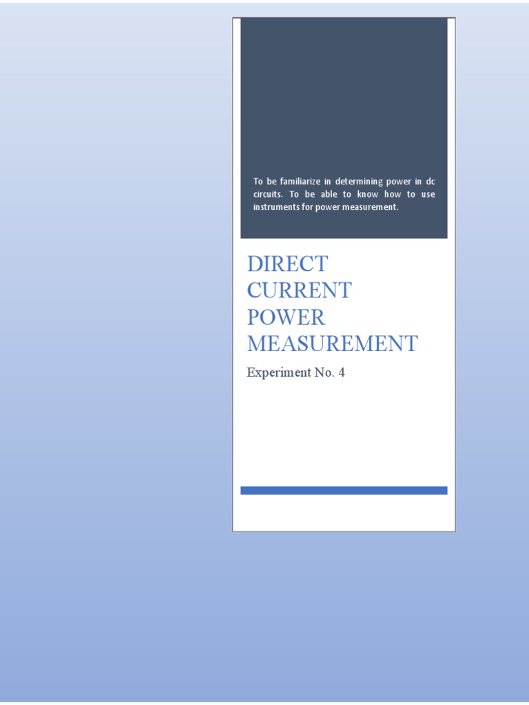 Direct Current Power Measurement | PDF | Resistor | Voltage