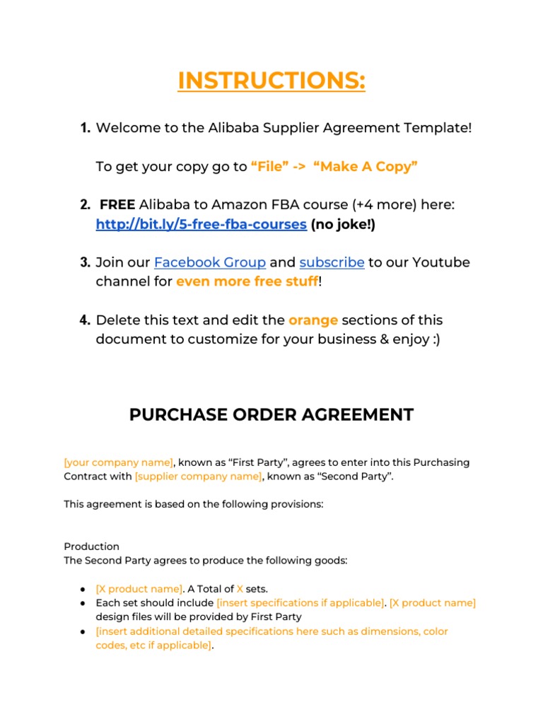 Alibaba Supplier Agreement Template | PDF | Alibaba Group | Cargo
