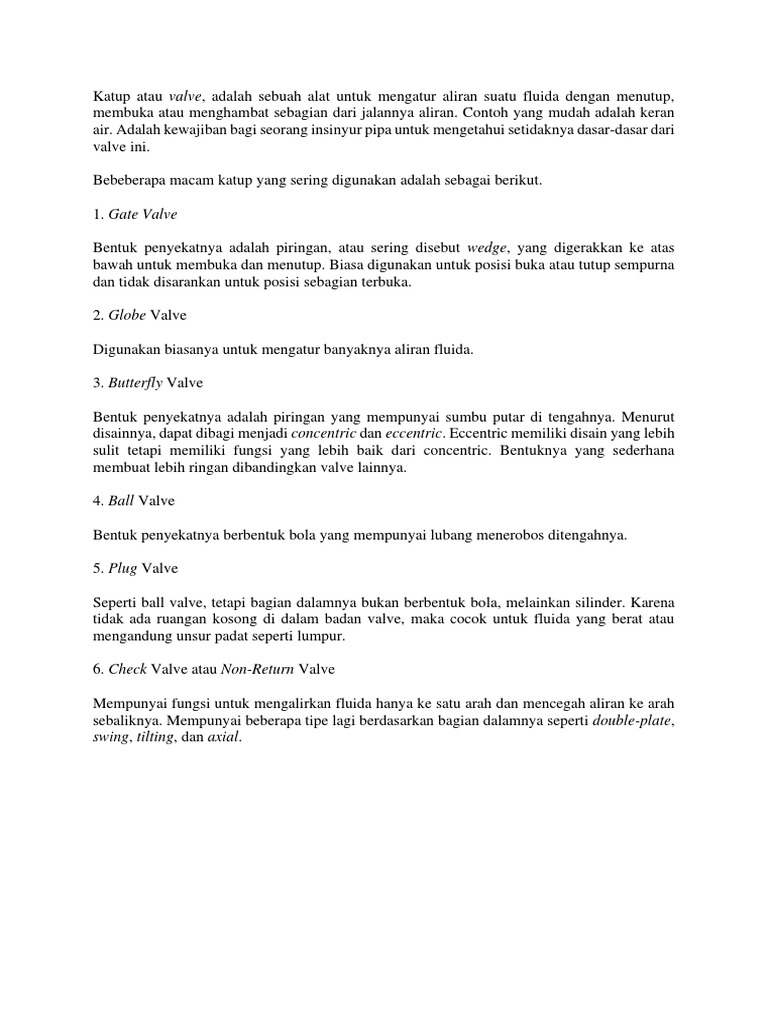 Jenis Jenis Katup Atau Valve | PDF