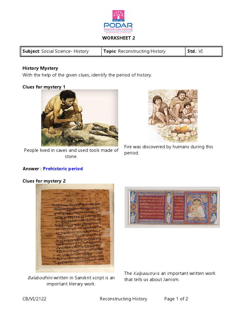 Worksheet 2 Subject: Social Science-History Topic: Reconstructing ...