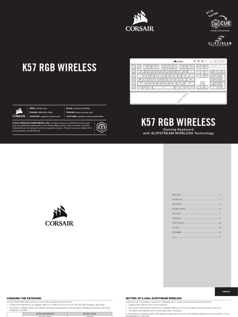 K57 RGB Wireless: Toget HER | PDF | Computer Keyboard | Wireless