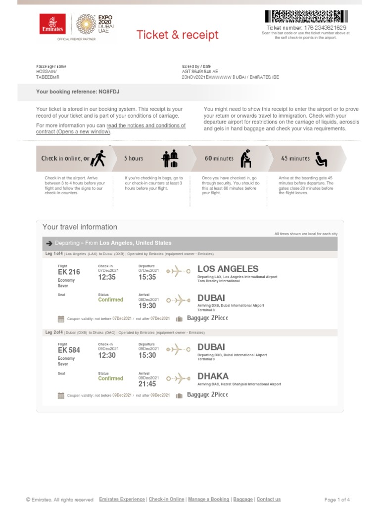 Ticket & Receipt: Your Travel Information | PDF | Baggage | Los Angeles ...