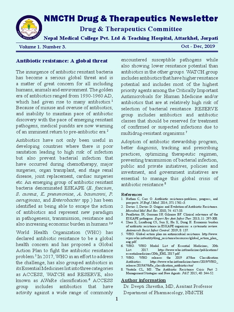 Drug and Therapeutics Newsletter Vol 1 No 3 Dec 2019 | PDF ...