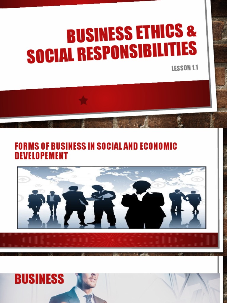 Business Ethics & Social Responsibilities: Lesson 1.1 | PDF ...