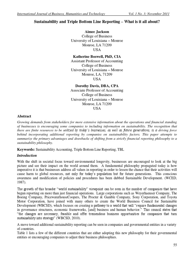 Sustainability and Triple Bottom Line Reporting - What Is It All About ...