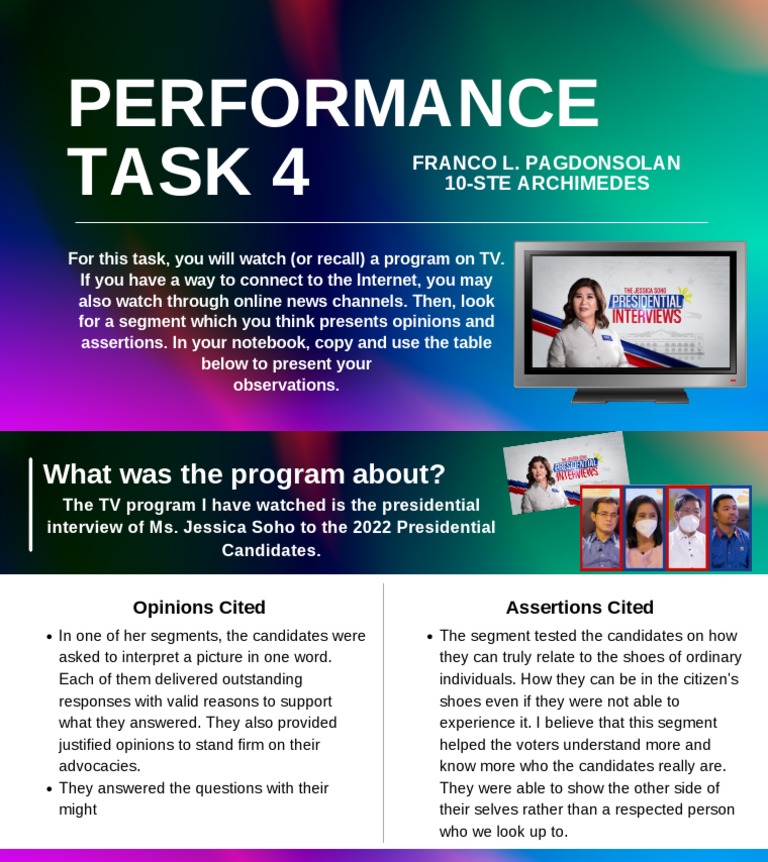 Performance Task 4: Franco L. Pagdonsolan 10-Ste Archimedes | PDF