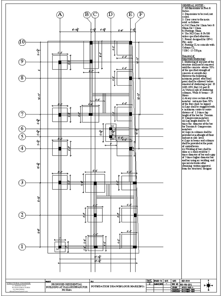 Footing Marking Drawing | PDF | Applied And Interdisciplinary Physics | Structural Engineering