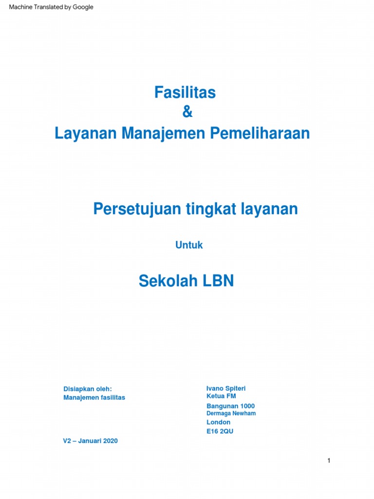 LBN Schools - FM SLA - 2020-Final Version | PDF