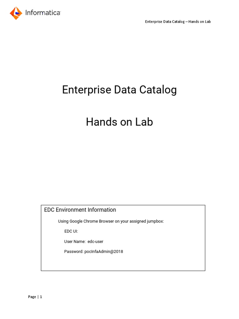 Lab Workbook-Informatica EDC Migrating To MSFT AZURE DWM | PDF ...